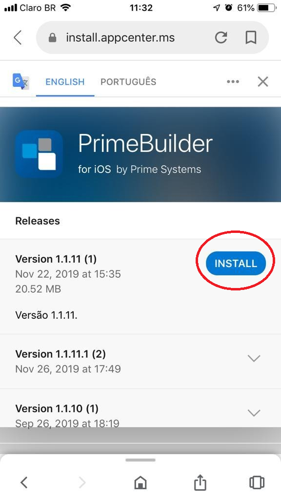 Como instalar o PrimeBuilder em aparelhos iPhone/iPad – Ajuda Prime Systems