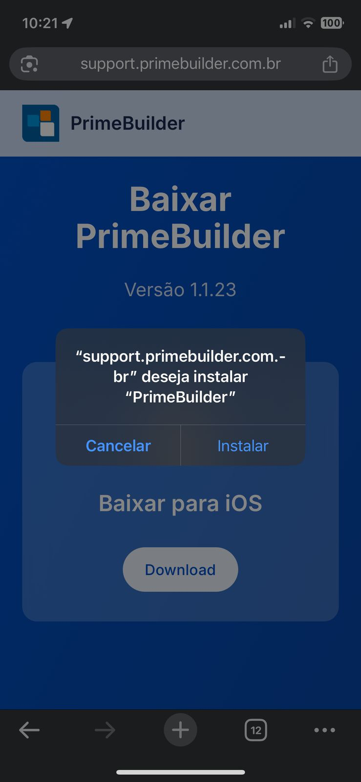 Como instalar o PrimeBuilder em aparelhos iPhone/iPad – Ajuda PrimeBuilder